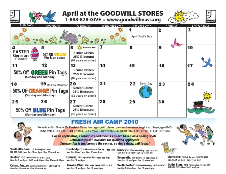 April Retail Calendar 2010 | PDF | Sports