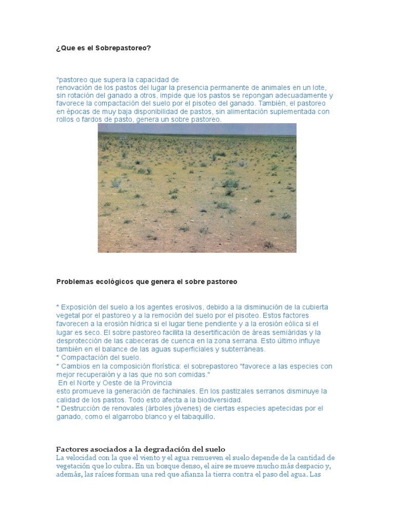 El Sobrepastoreo | PDF | Suelo | Agricultura