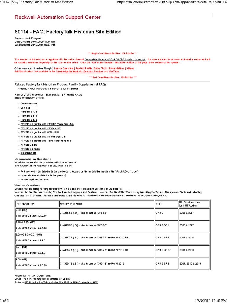 FAQ - FactoryTalk Historian Site Edition | PDF | Application Programming Interface ...