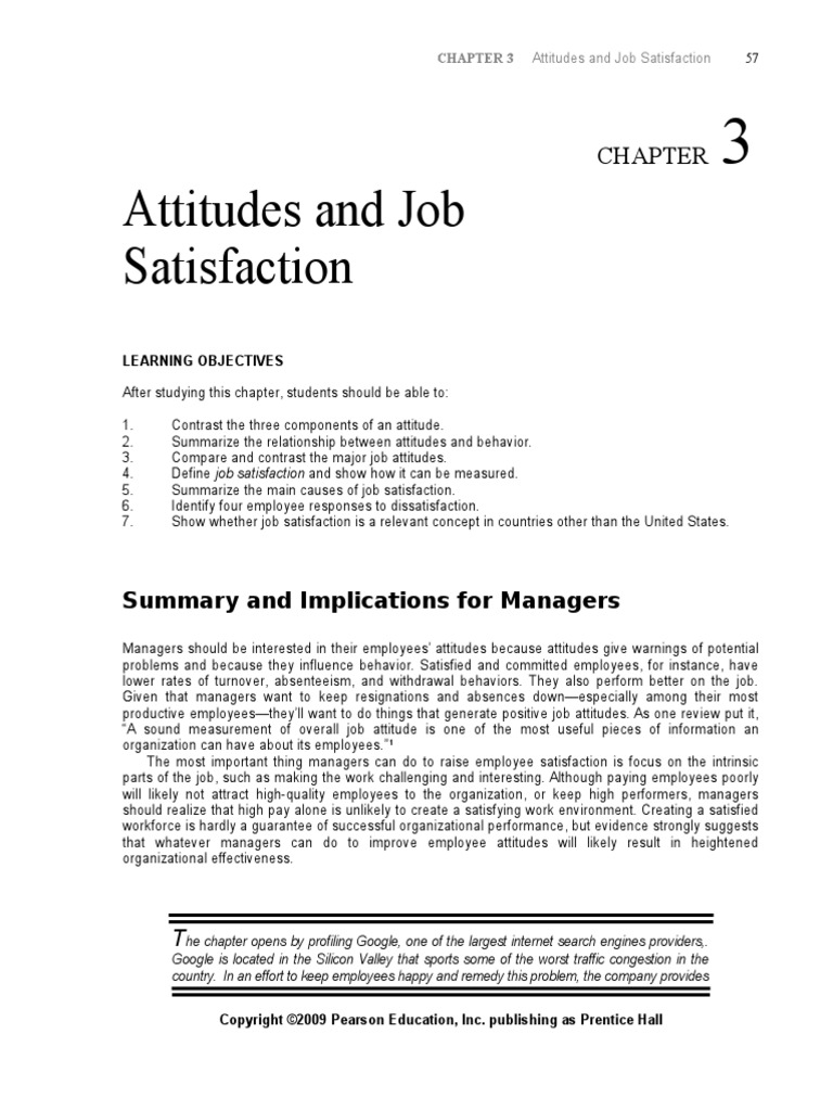 Attitudes and Job Satisfaction: Summary and Implications For Managers ...