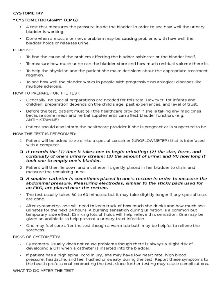 Cystometry "Cystometrogram" (CMG) | PDF | Urinary Incontinence ...