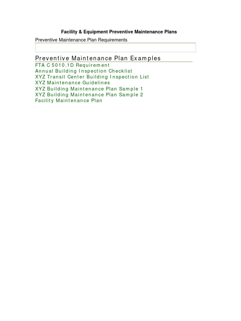 Facility Maintenance Inspection Checklist | PDF