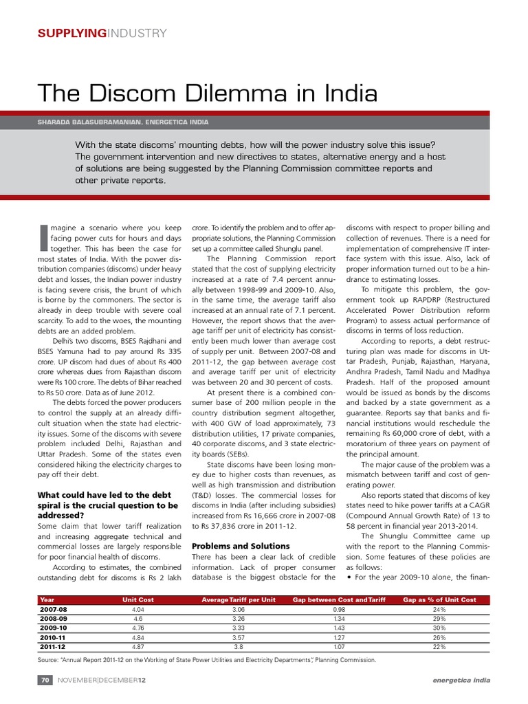 The Discom Dilemma in India: Industry | PDF | Wind Power | Economies