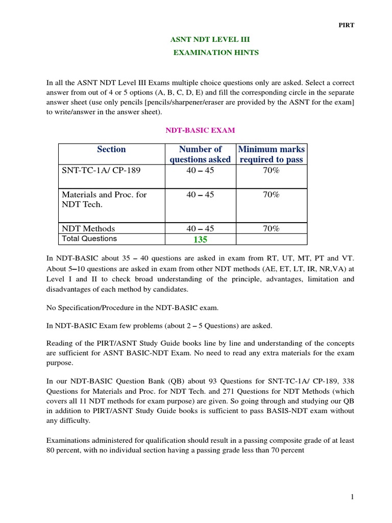 ASNT NDT Level III Exam Guide | PDF | Test (Assessment) | Cognition