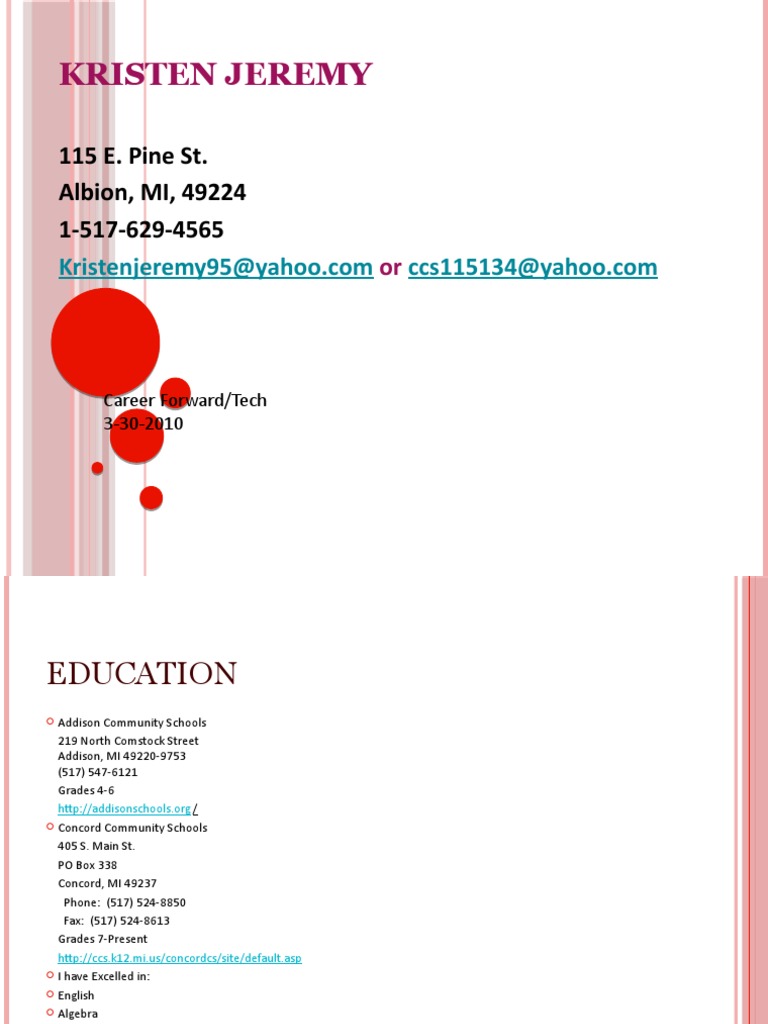 Kristen Jeremy's Virtual Resume | PDF