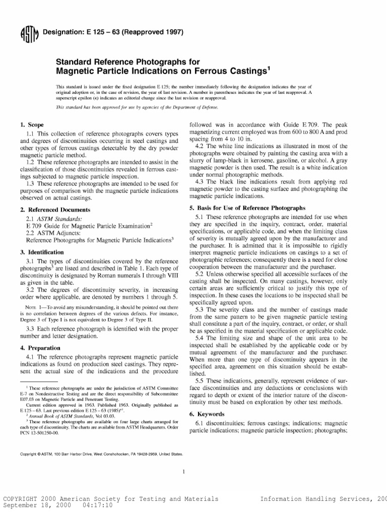 ASTM E 125 Reference Photographs For MPT Indications On Ferrous ...