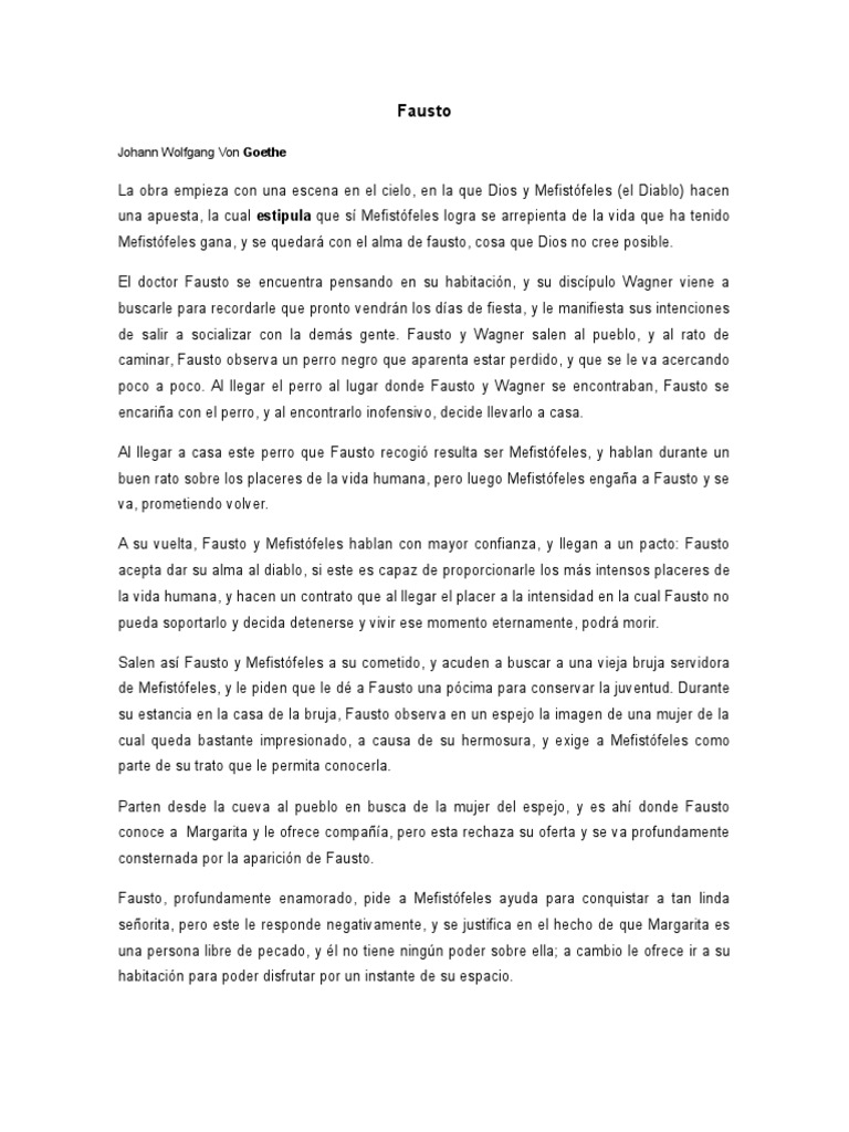 Fausto Resumen | PDF | Fausto | Fausto de Goethe