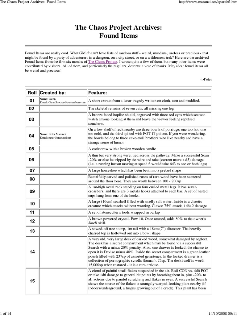 Runequest 2E - Found Items | PDF | Nature