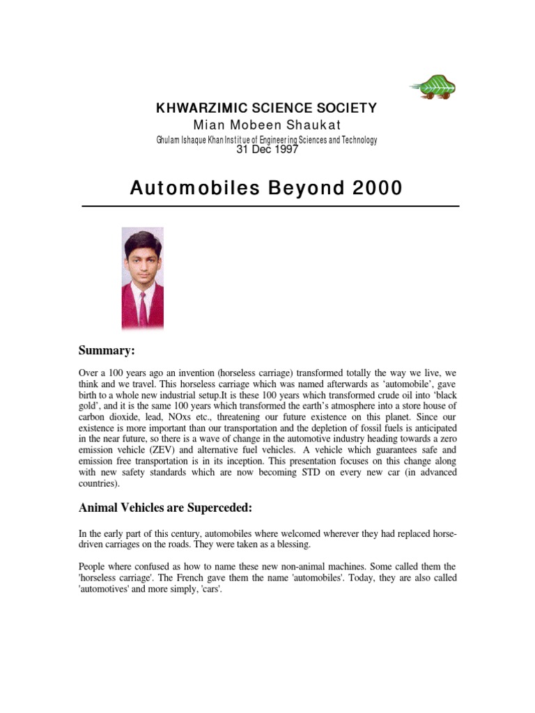 Automobiles Beyond 2000 Automobiles Beyond 2000: Khwarzimic Science ...