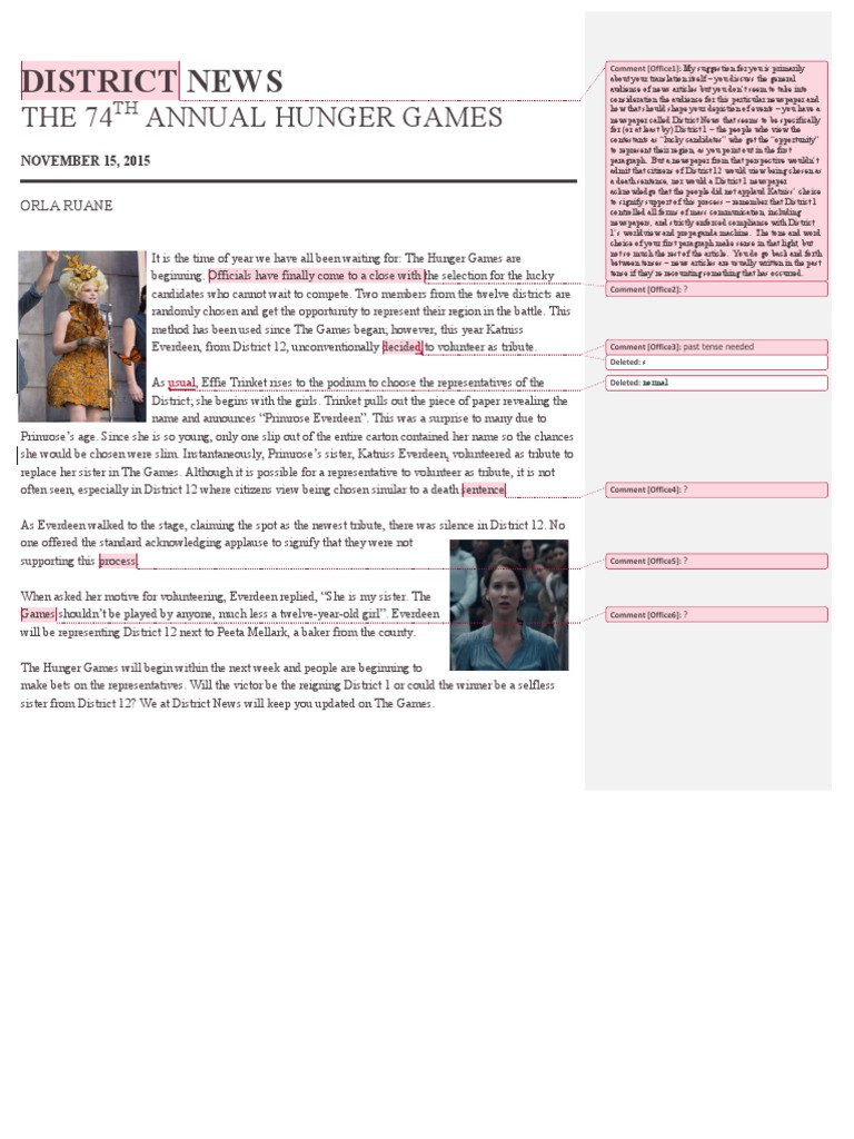 District 12 Tribute in Hunger Games | PDF | Communication
