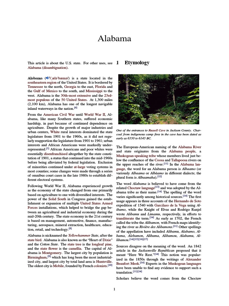 Overview of Alabama's History and Geography | PDF | Alabama ...