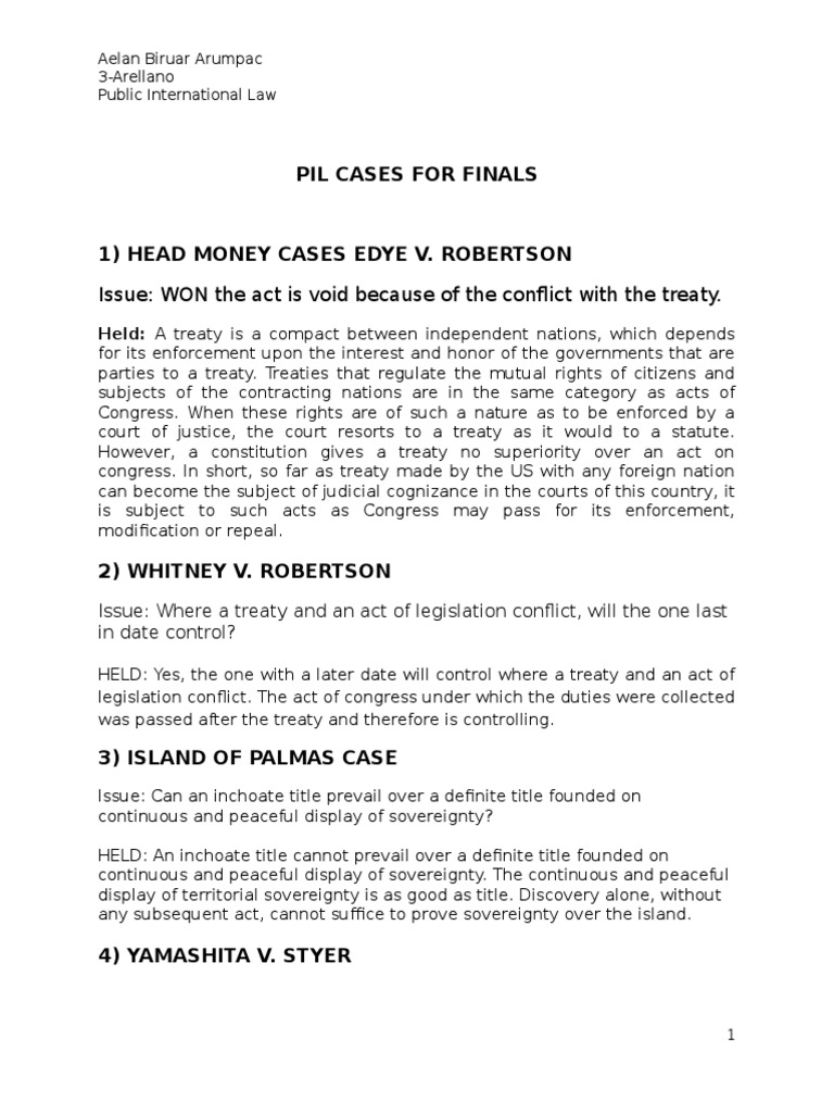 Pil Cases For Finals | PDF | Sovereign State | Treaty