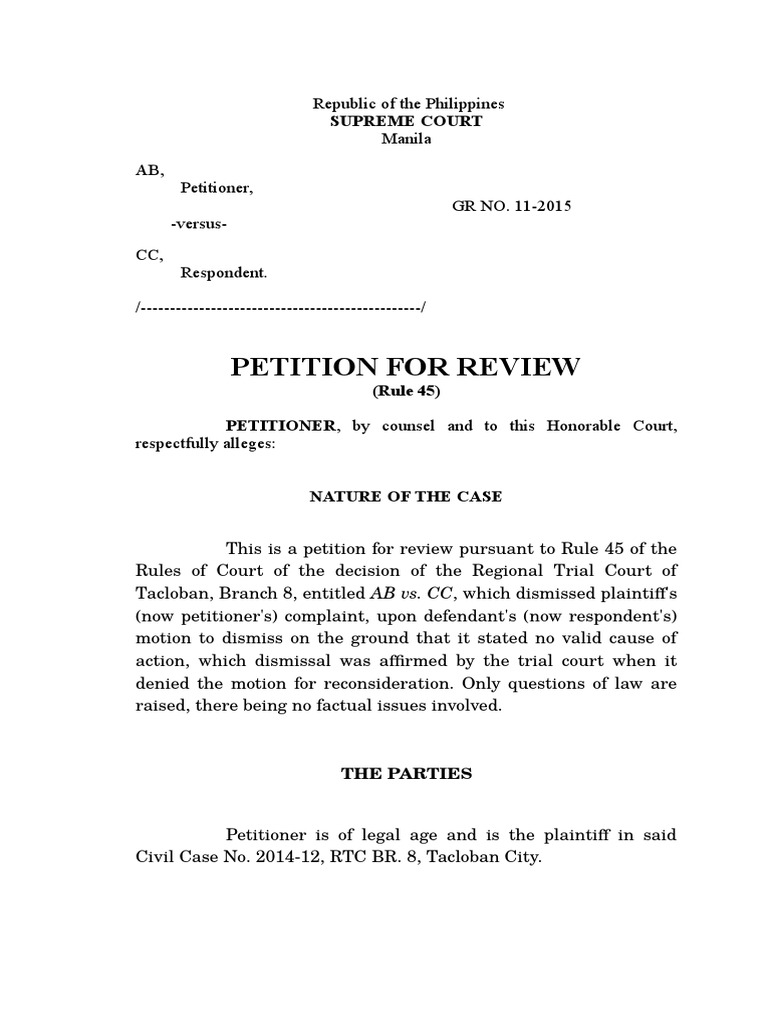 Petition for Review Rule 45 | Lawsuit | Government