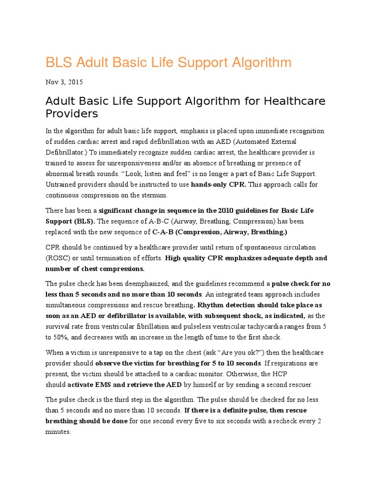 BLS Guidelines 2015 | PDF | Cardiopulmonary Resuscitation | Cardiac Arrest