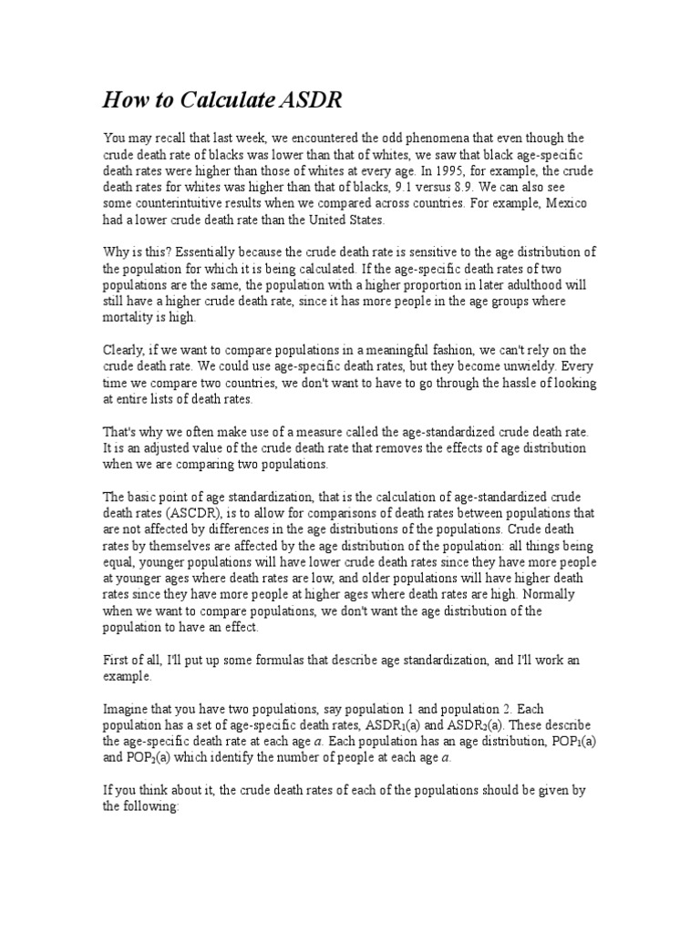 How To Calculate ASDR | PDF | Teaching Mathematics