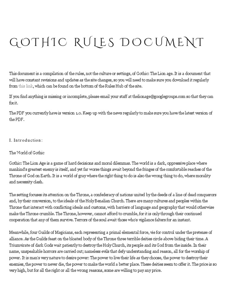 Gothic: The Lion Age Rules Overview | PDF | Magic (Paranormal) | Self ...