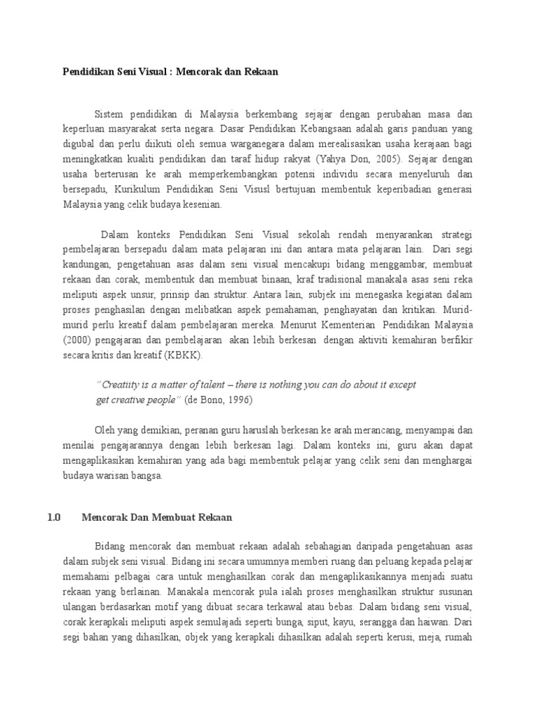 NOTA EXAM Pendidikan Seni Visual | PDF | Seni