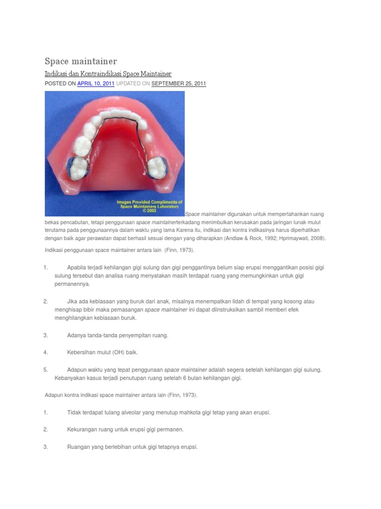 Space Maintainer | PDF | Seni & Disiplin Bahasa | Sains & Matematika