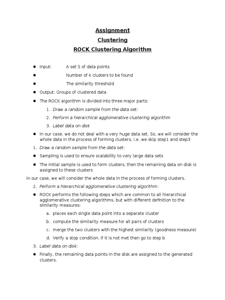 ROCK Clustering Example | PDF | Cluster Analysis | Algorithms And Data ...