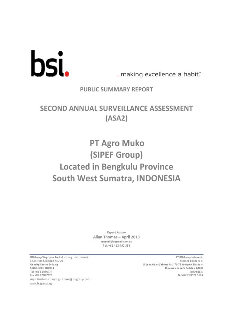 PT Agro Muko Rspo Asa2 - Final-1 | PDF | Audit | Regulatory Compliance