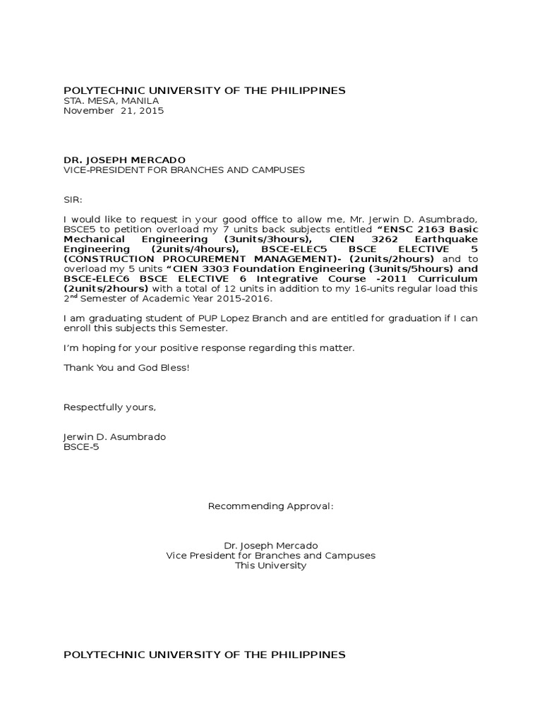 Polytechnic University of The Philippines - Petition Letters Overload | PDF | Learning | Academia