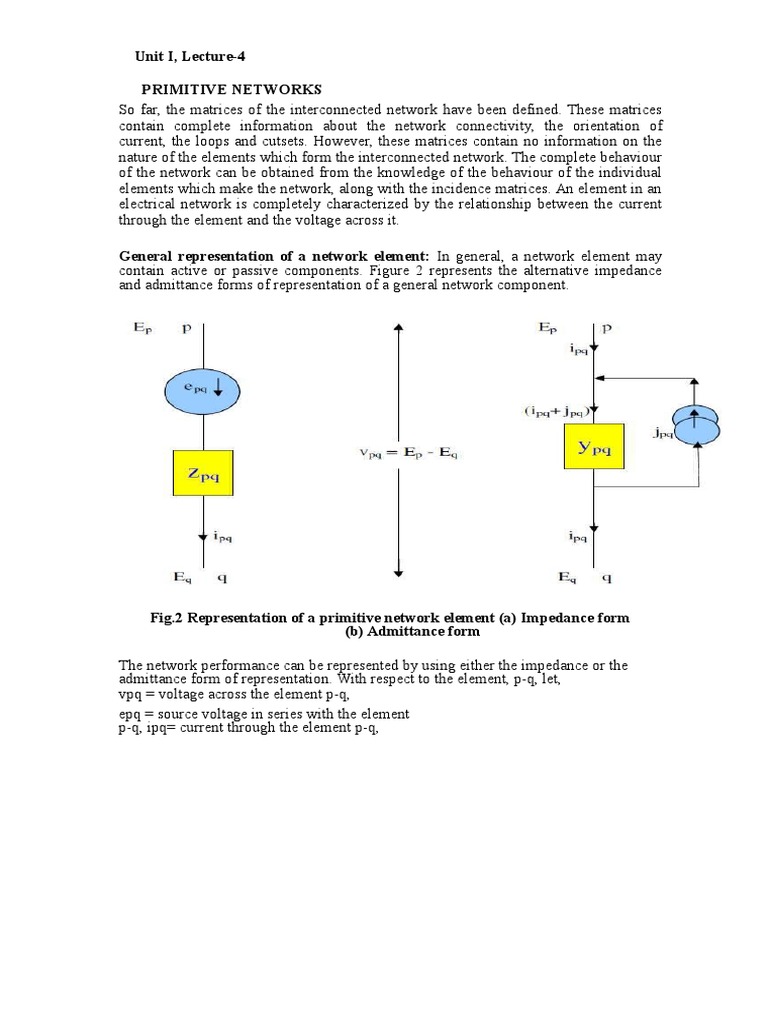 Unit I, Lecture-4 Primitive Networks | PDF | Matrix (Mathematics ...
