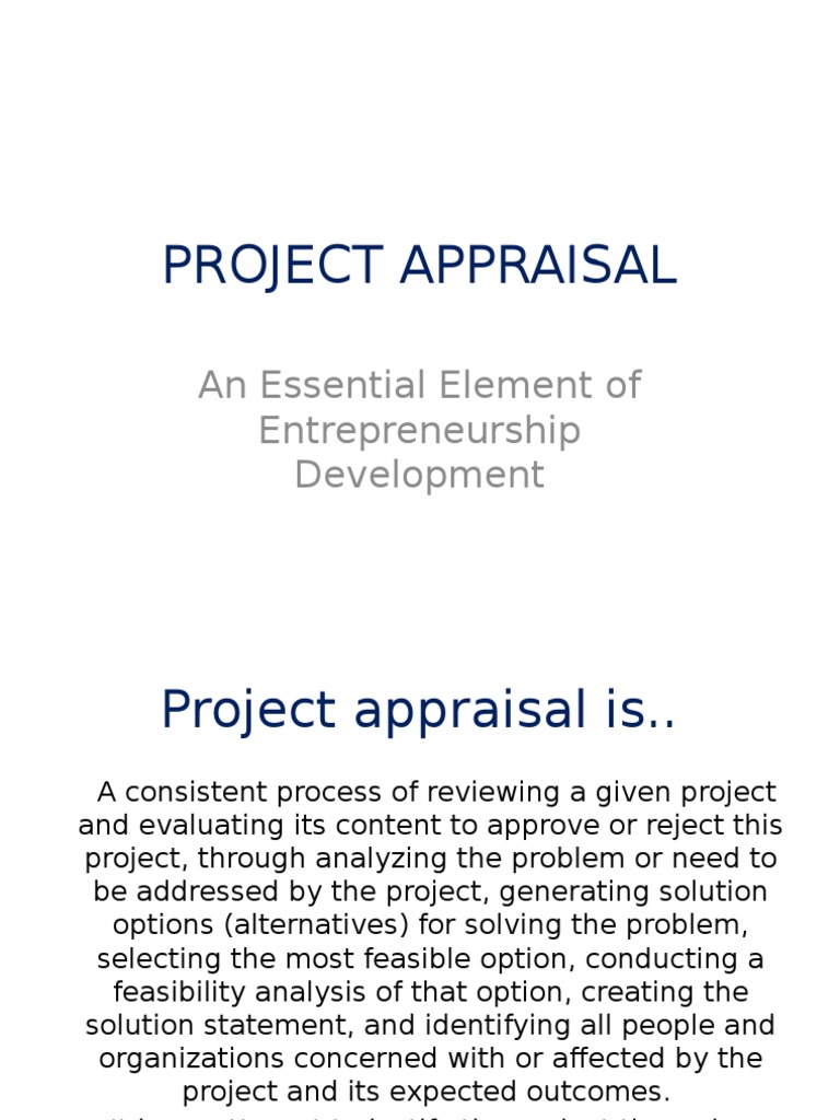 Project Appraisal | PDF | Feasibility Study | Real Estate Appraisal