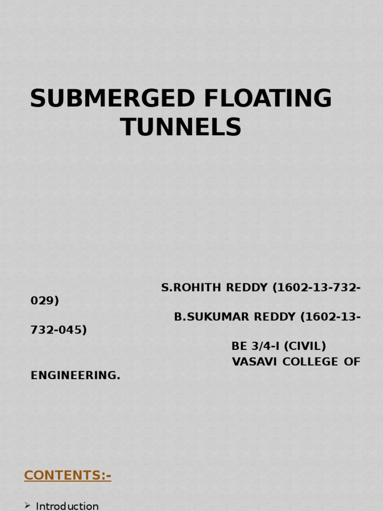 Submerged Floating Tunnel ppt | Buoyancy | Civil Engineering