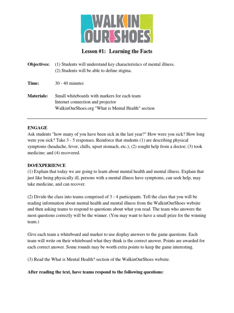 Classroom Lesson Plans | PDF | Mental Disorder | Mental Health