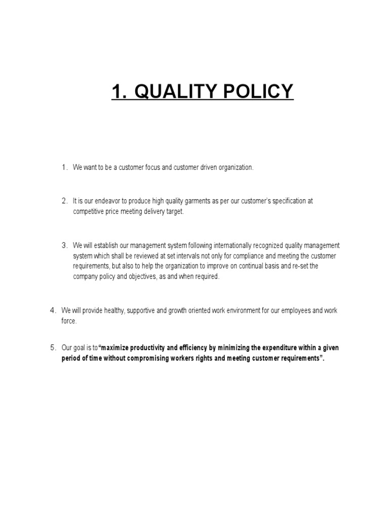 Quality Policy (Sample) | PDF | Quality Management | Quality Management ...