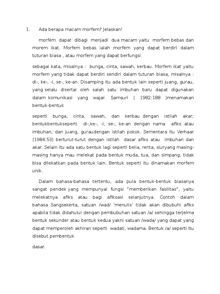 Ada Berapa Macam Morfem PDF
