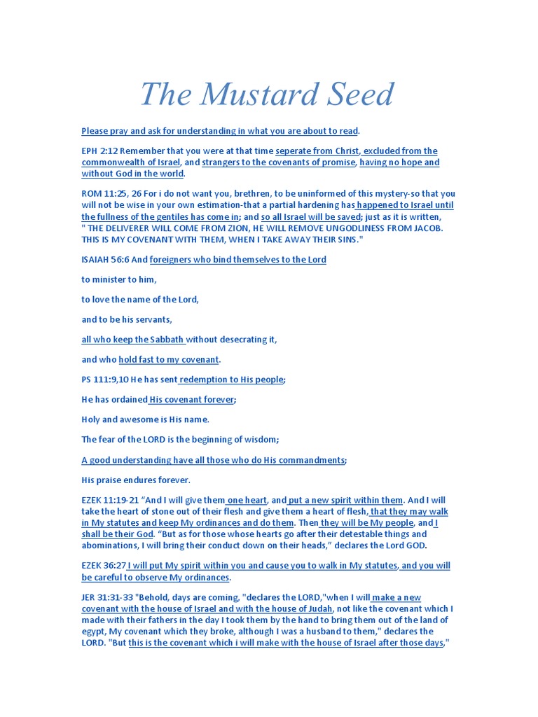 The Mustard Seed | PDF | Covenant (Biblical) | Jesus