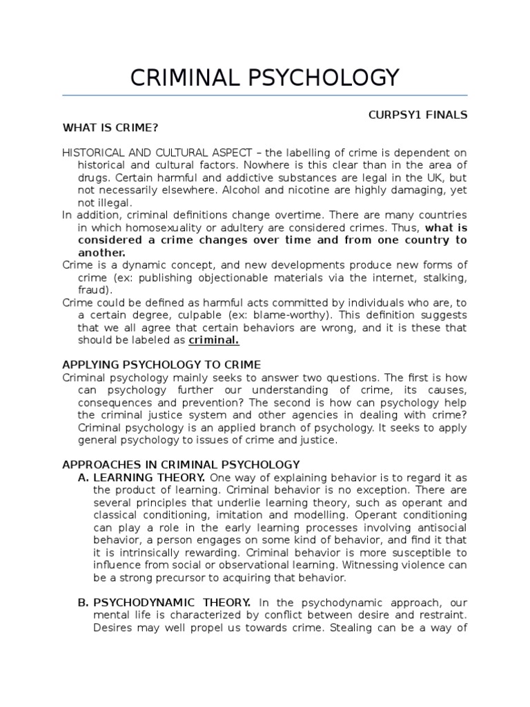Criminal Psychology (Retyped) | PDF | Extraversion And Introversion ...
