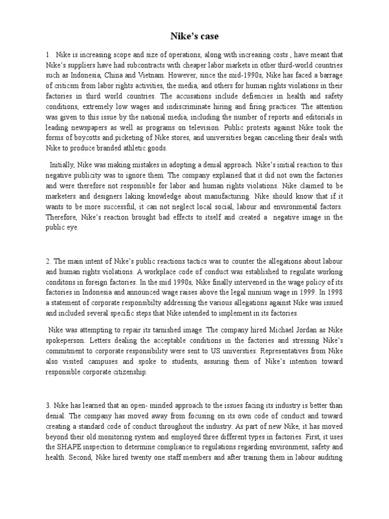 Business Ethics Nike | PDF | Nike | Corporate Social Responsibility