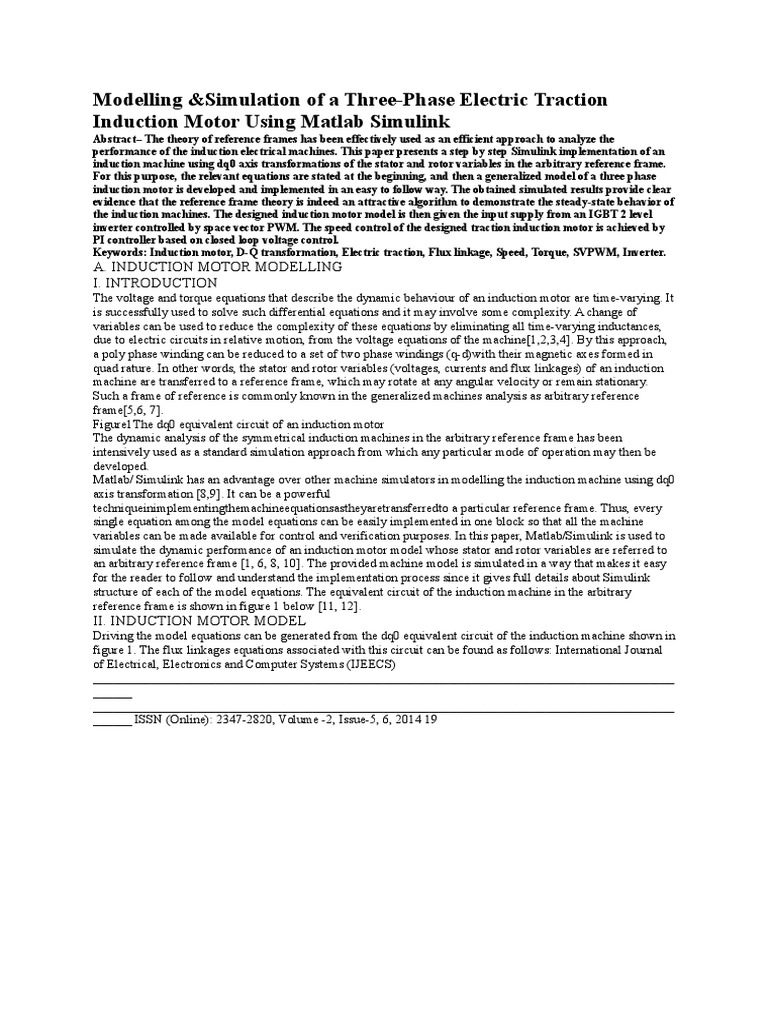 Modelling &simulation of A Three-Phase Electric Traction Induction ...