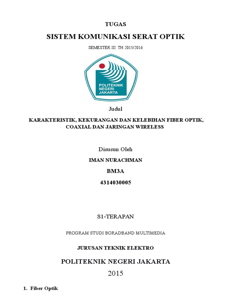 Tugas Sistem Komunikasi Serat Optik | PDF