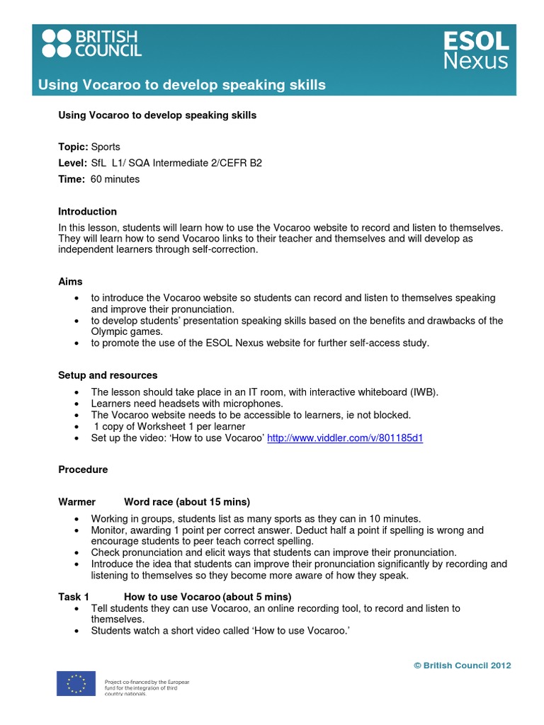Using Vocaroo Teachers' Notes | PDF | English As A Second Or Foreign ...
