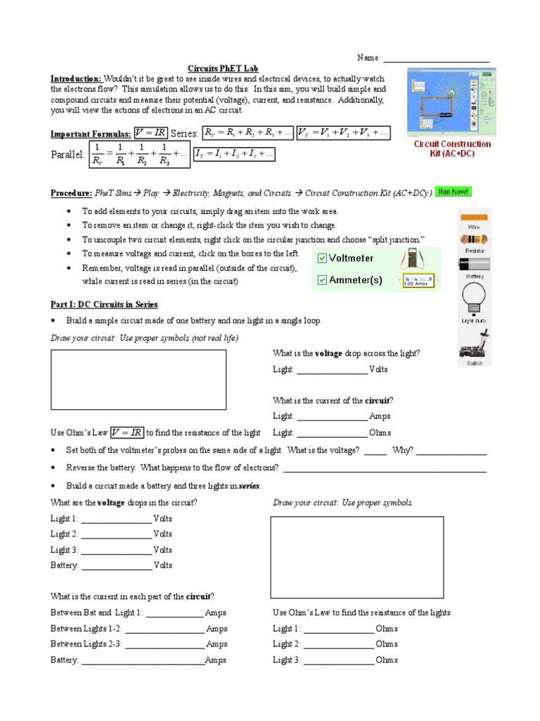 Circuits PhET Lab | PDF | Series And Parallel Circuits | Electrical ...