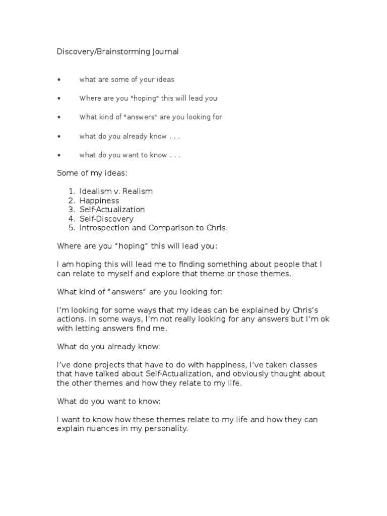 Discovery-Brainstorming Journal | PDF