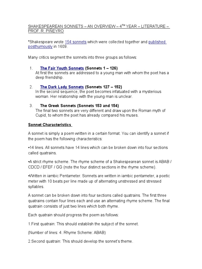 Shakespearean Sonnets | PDF | Shakespeare's Sonnets | Sonnets