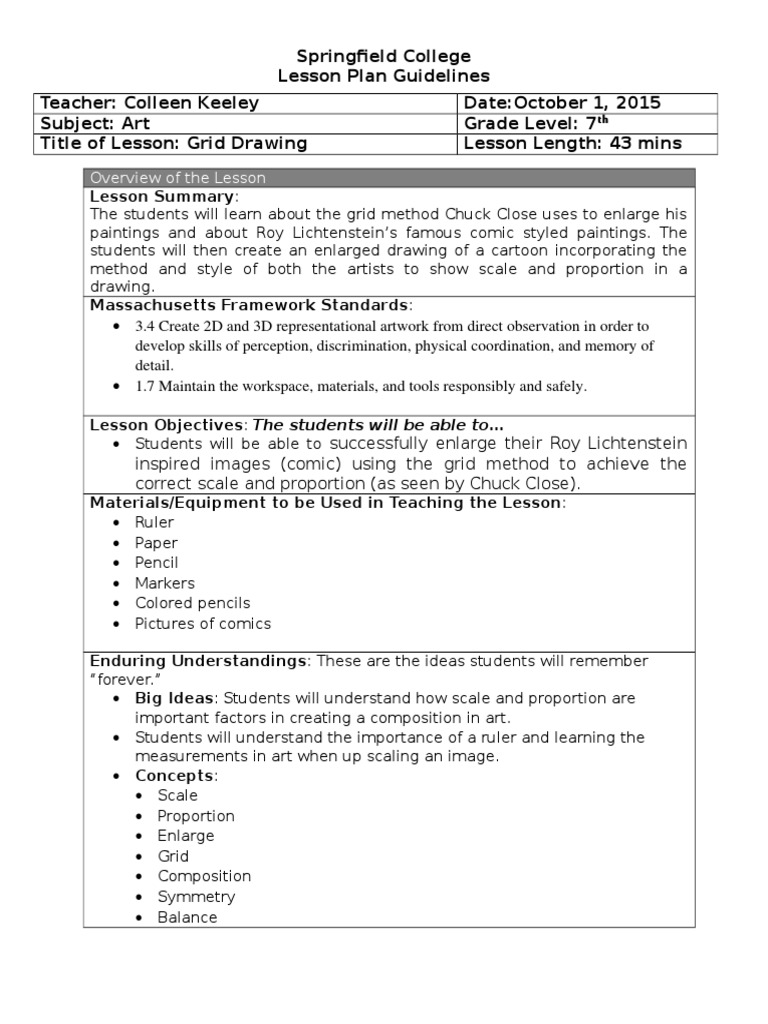 Grid Drawing | PDF | Lesson Plan | Drawing