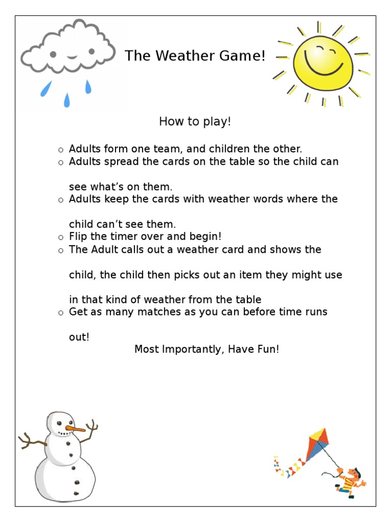The Weather Game | PDF | Wellness | Science & Mathematics