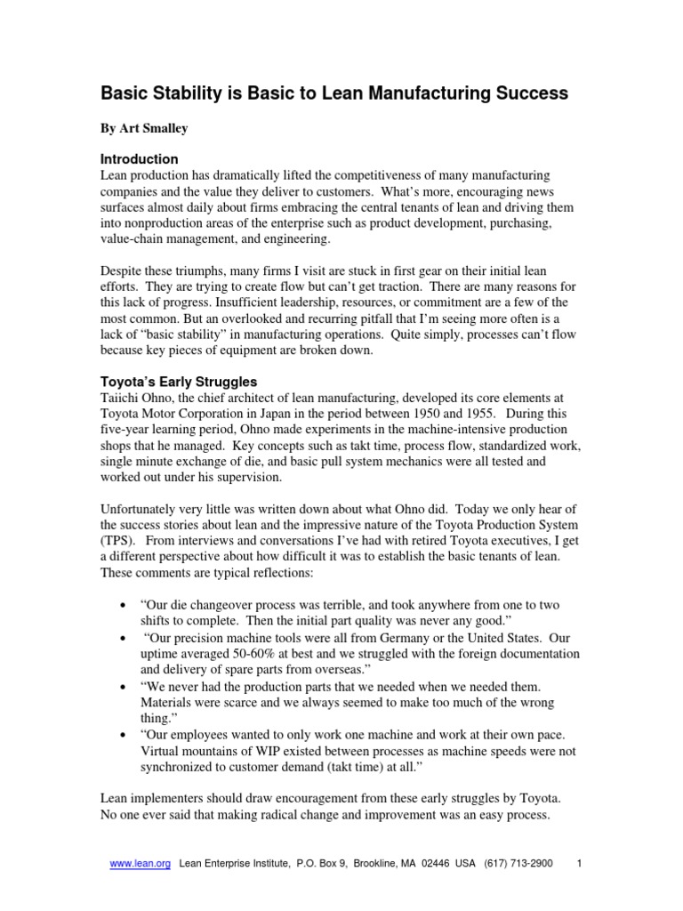 Lean Manufacturing Stability Guide | PDF | Lean Manufacturing | Inventory