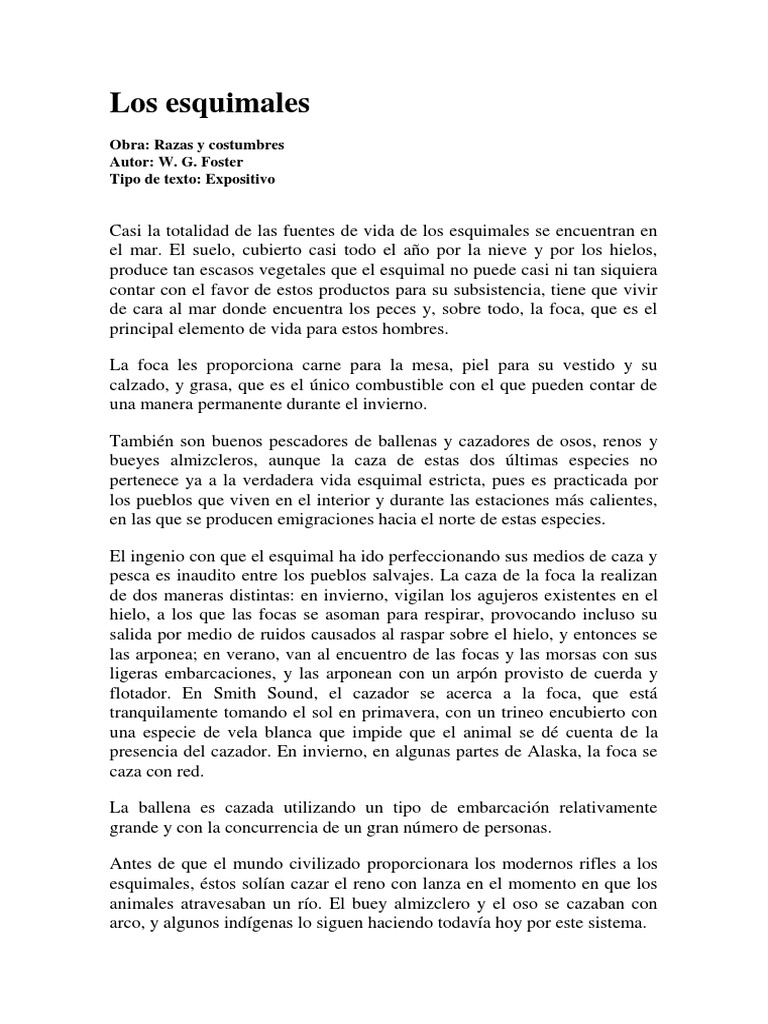 Vida y Caza de los Esquimales | PDF