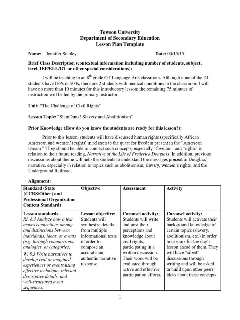 Lesson One Intro Lesson | PDF | Abolitionism In The United States ...