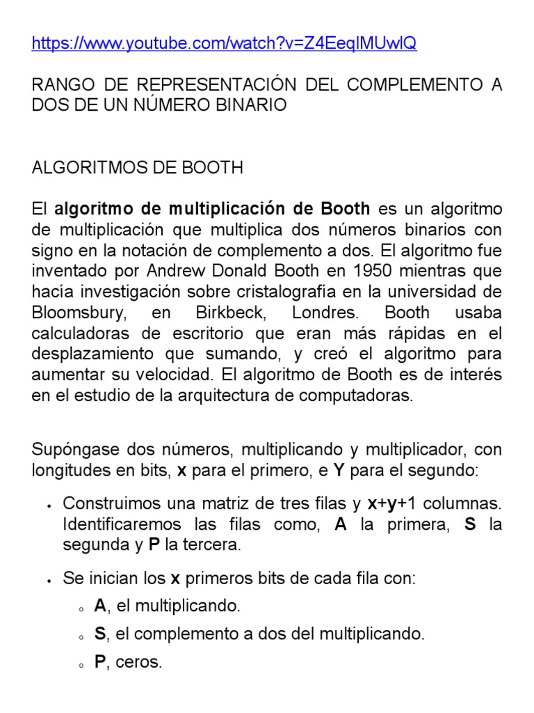 Algoritmos de Booth | PDF | Teoría de la computación | Poco