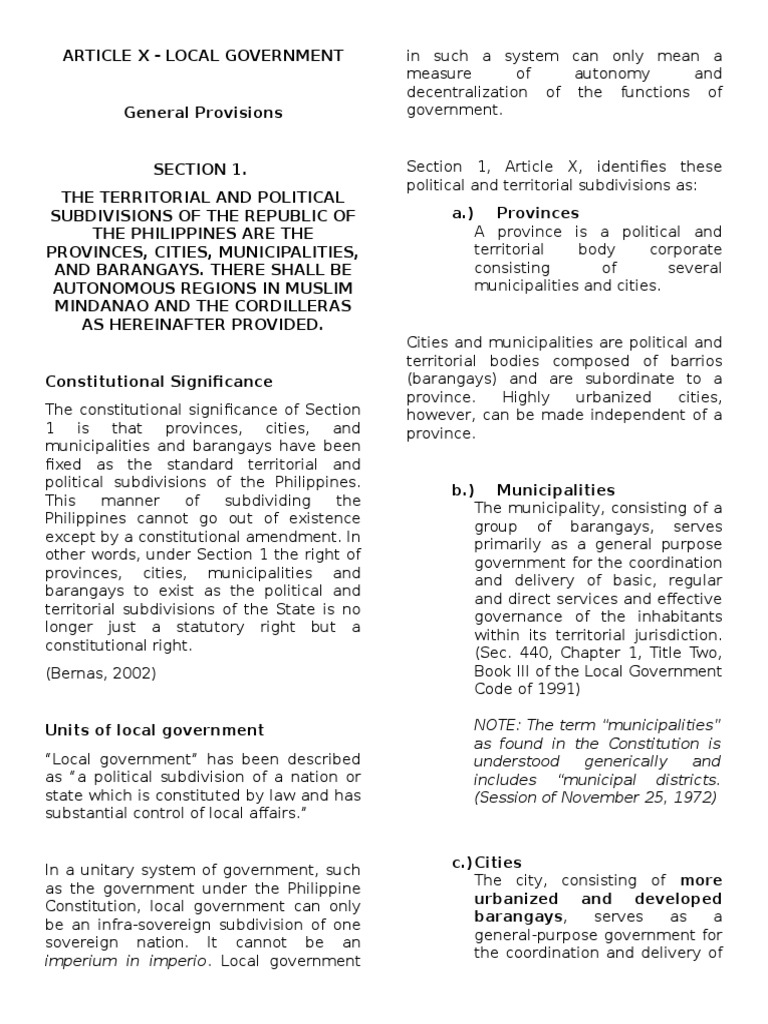 ARTICLE X (Text Version) | PDF | Initiative | Local Government