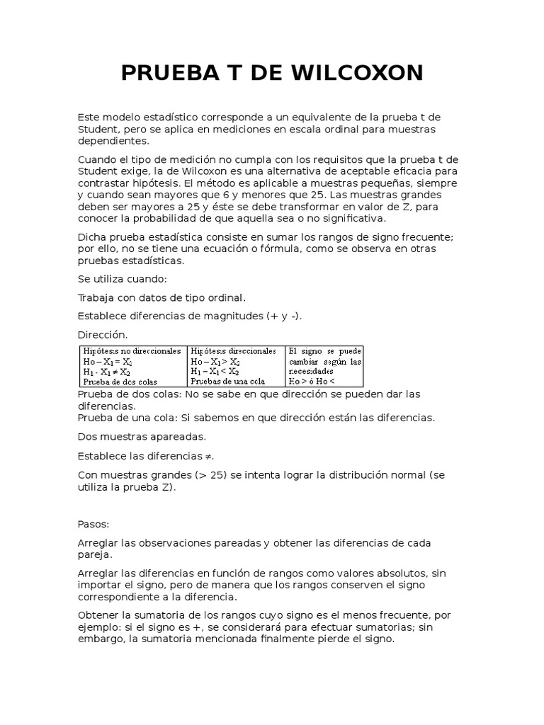 Prueba T de Wilcoxon | PDF | Prueba de hipótesis estadísticas ...