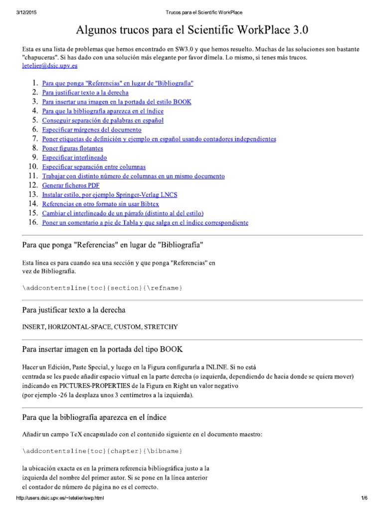 Trucos para El Scientific WorkPlace | PDF