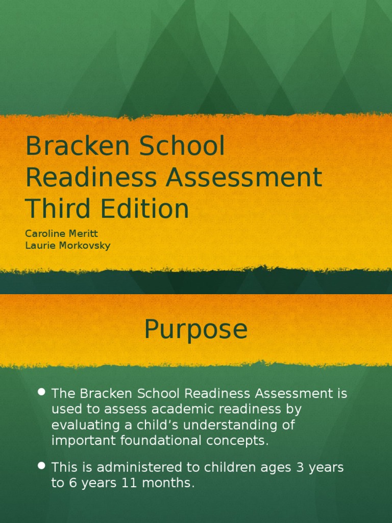 Bracken School Readiness Assessment Overview | PDF